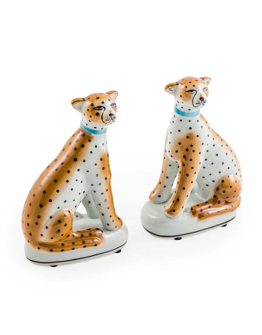 Set of 2 Ceramic Sitting Leopards | Papillon Living